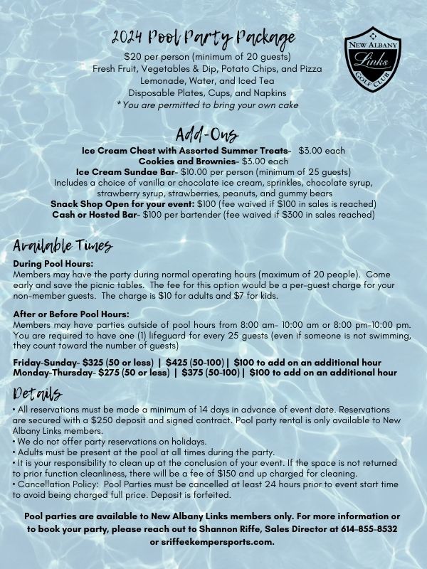 Pool & Swim Team - New Albany Links Golf Club