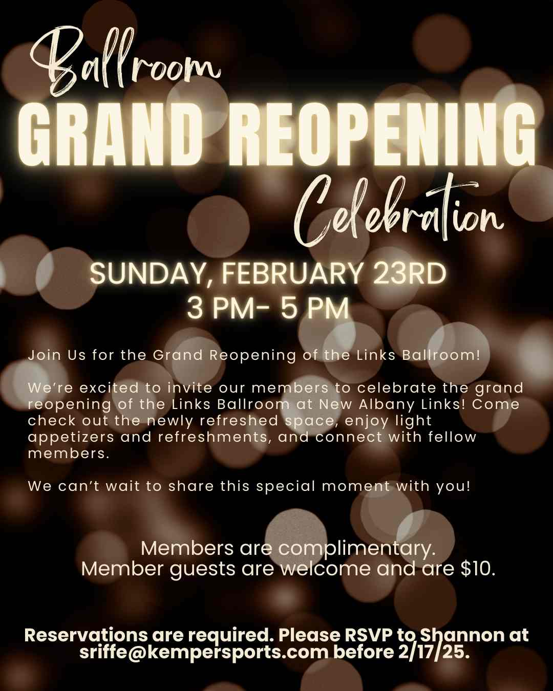 Grand Ballroom Reopening Member & Member Guest Only - New Albany Links ...